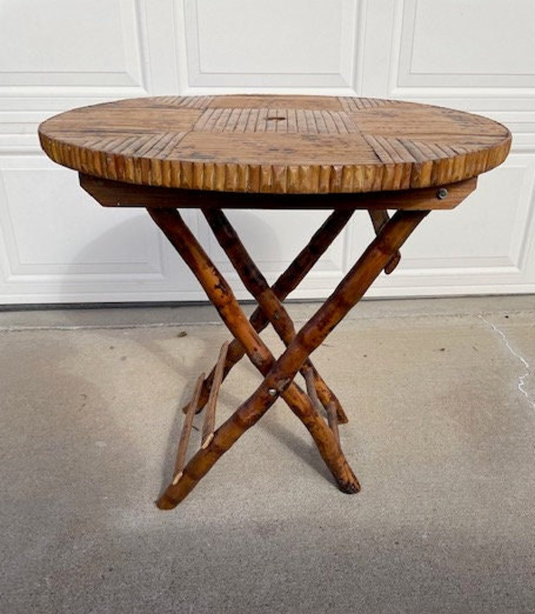Tortoise Shell Burnt Bamboo Folding Table - Etsy