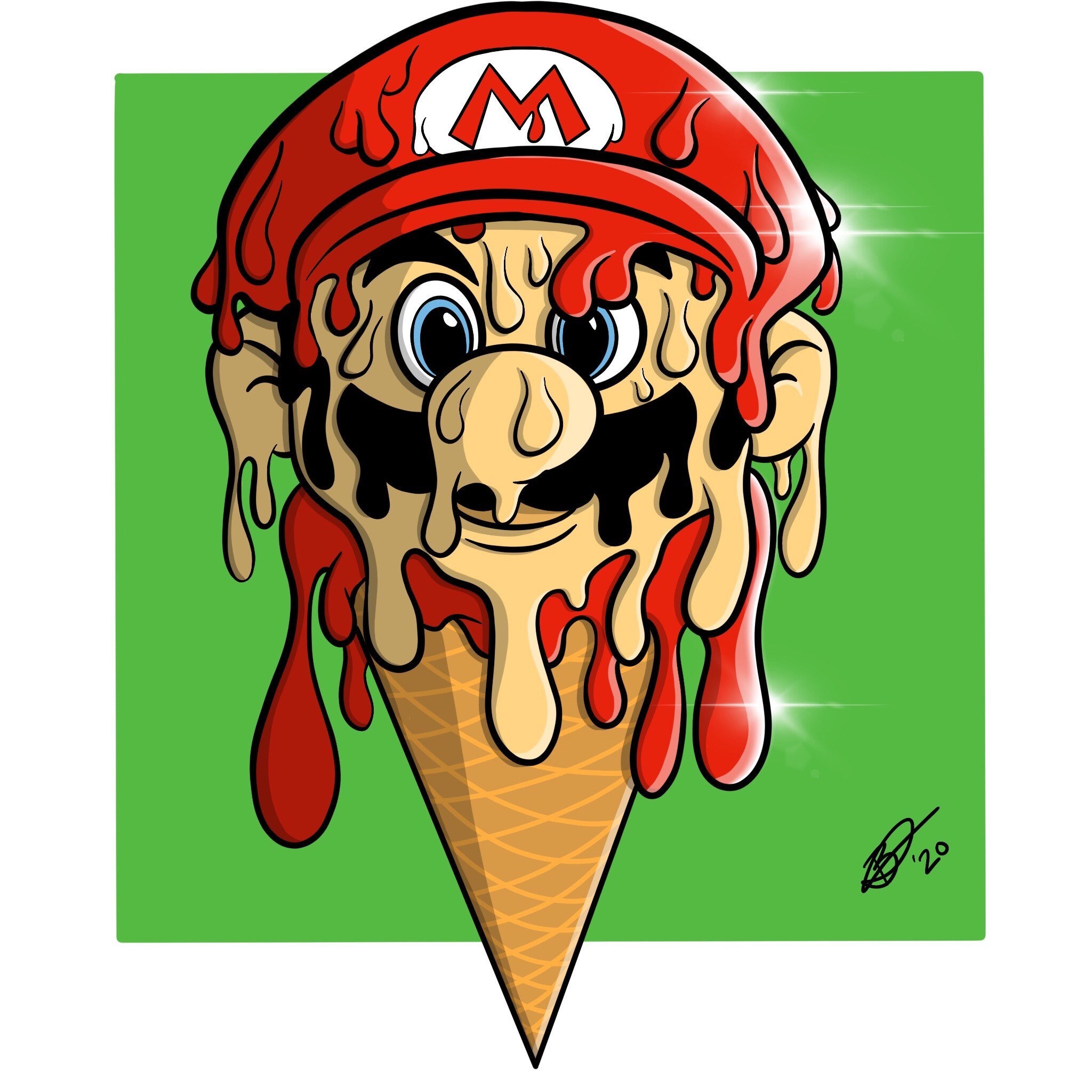 Super Mario Brothers Ice Cream Cone Drip Sticker! Perfect for Laptop ...