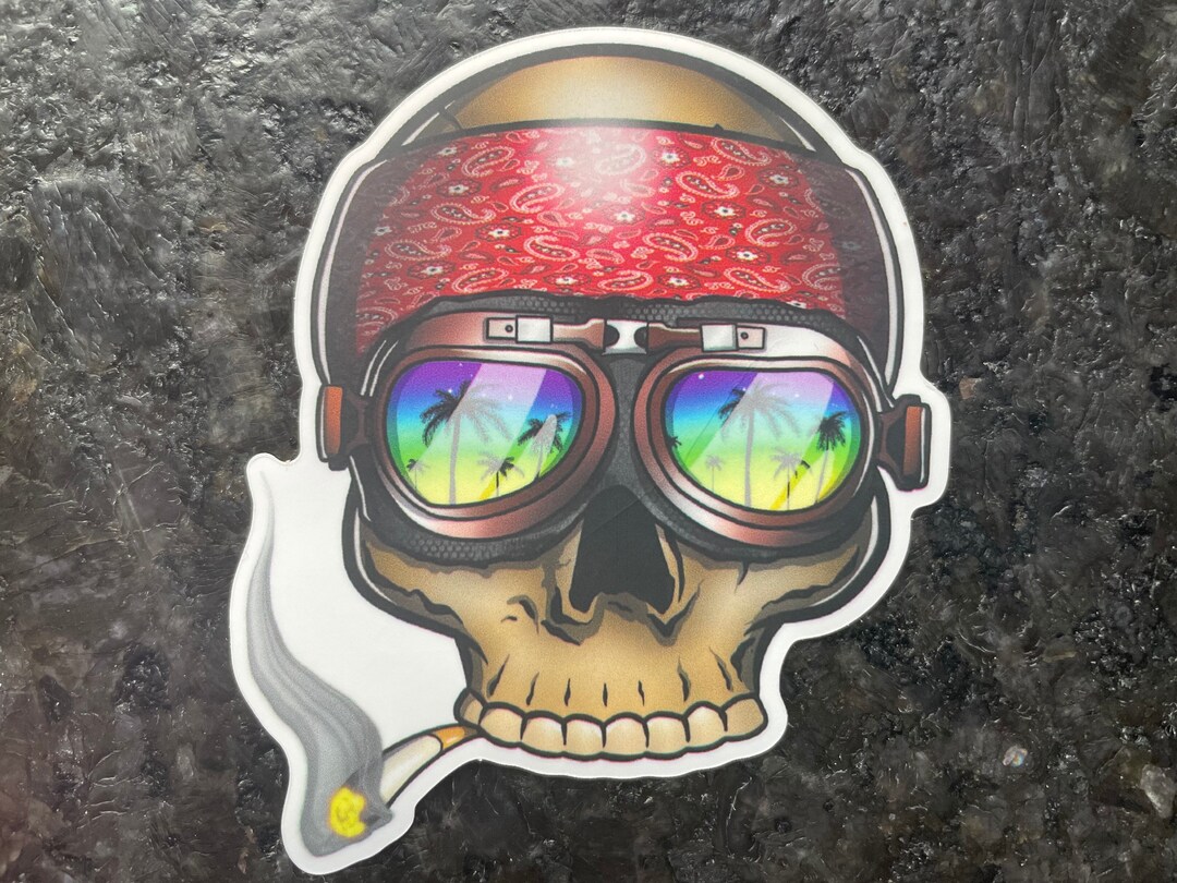 Motorcycle / Biker Skull Sticker Made From My Custom Artwork! - Etsy