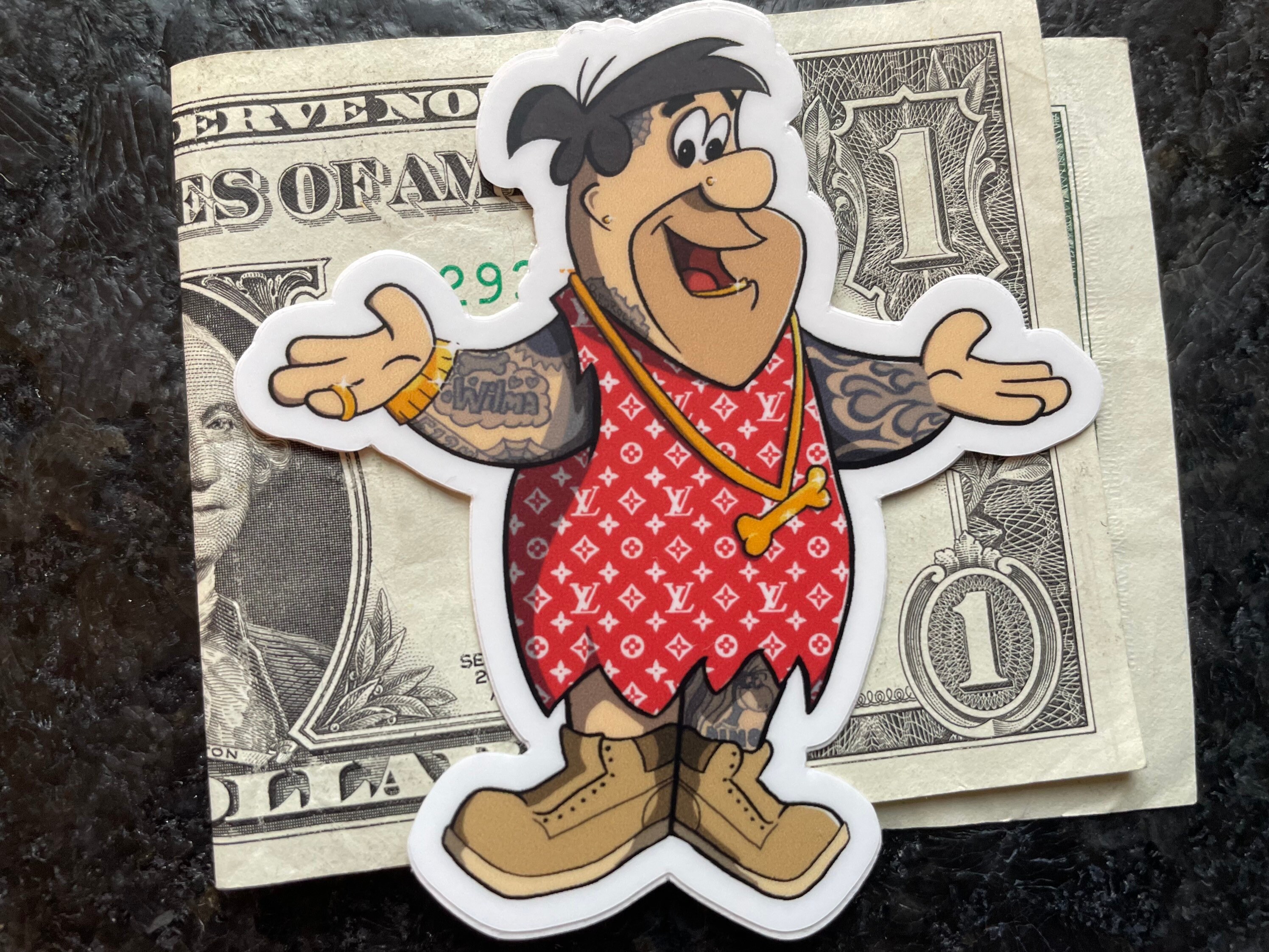 Fresh Fred Flintstone Sticker With Gangster Tattoos for Yeti or Laptop ...
