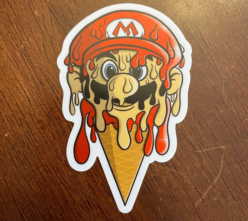 Super Mario Brothers Ice Cream Cone Drip Sticker! Perfect for Laptop ...