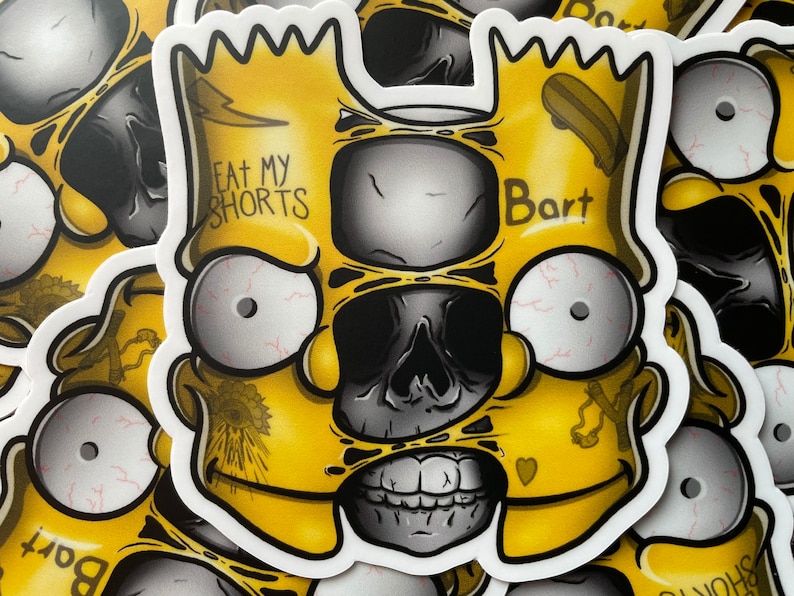 THE SIMPSONS Bart Simpson Skull Sticker With Tattoos Made From Custom ...