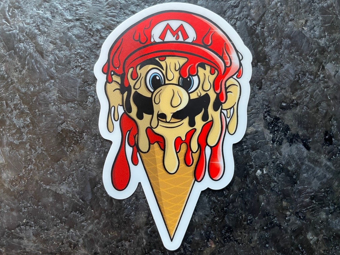 Super Mario Brothers Ice Cream Cone Drip Sticker! Perfect for Laptop ...