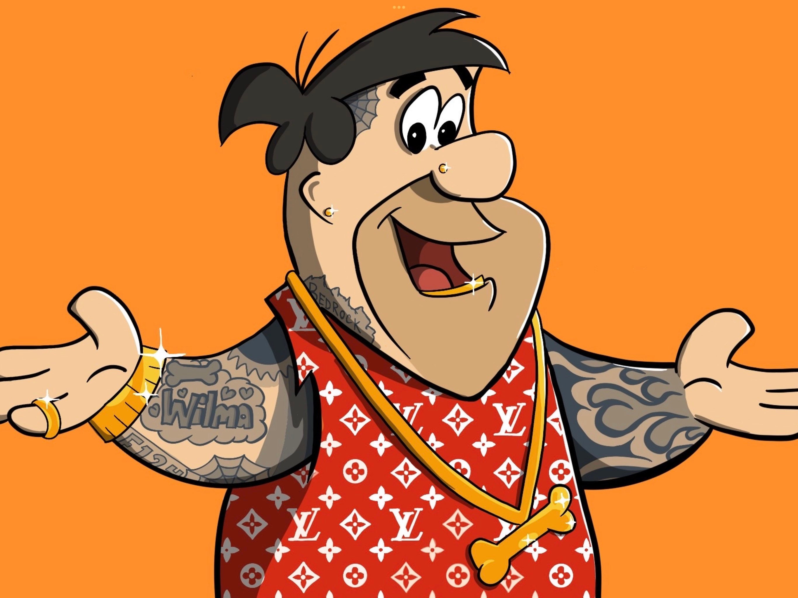 Fresh Fred Flintstone Sticker With Gangster Tattoos for Yeti or Laptop ...