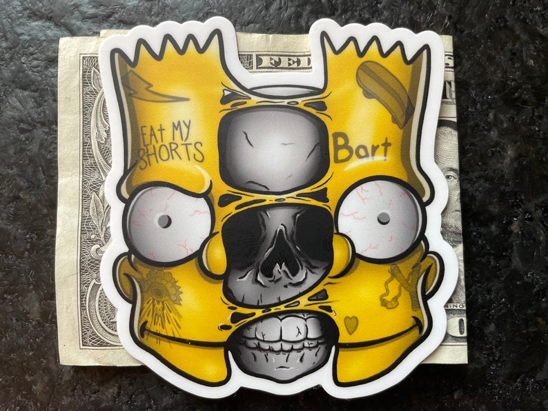 THE SIMPSONS Bart Simpson Skull Sticker With Tattoos Made From Custom ...