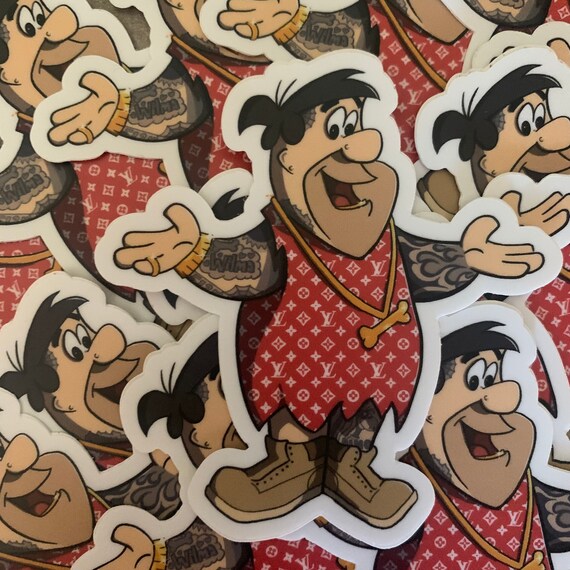 Fresh Fred Flintstone sticker with tattoos for yeti or laptop | Etsy
