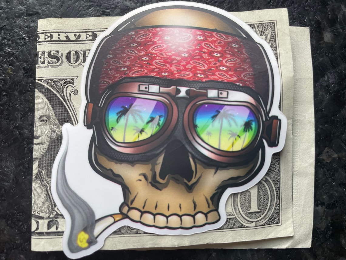 Motorcycle / Biker Skull Sticker Made From My Custom Artwork! - Etsy