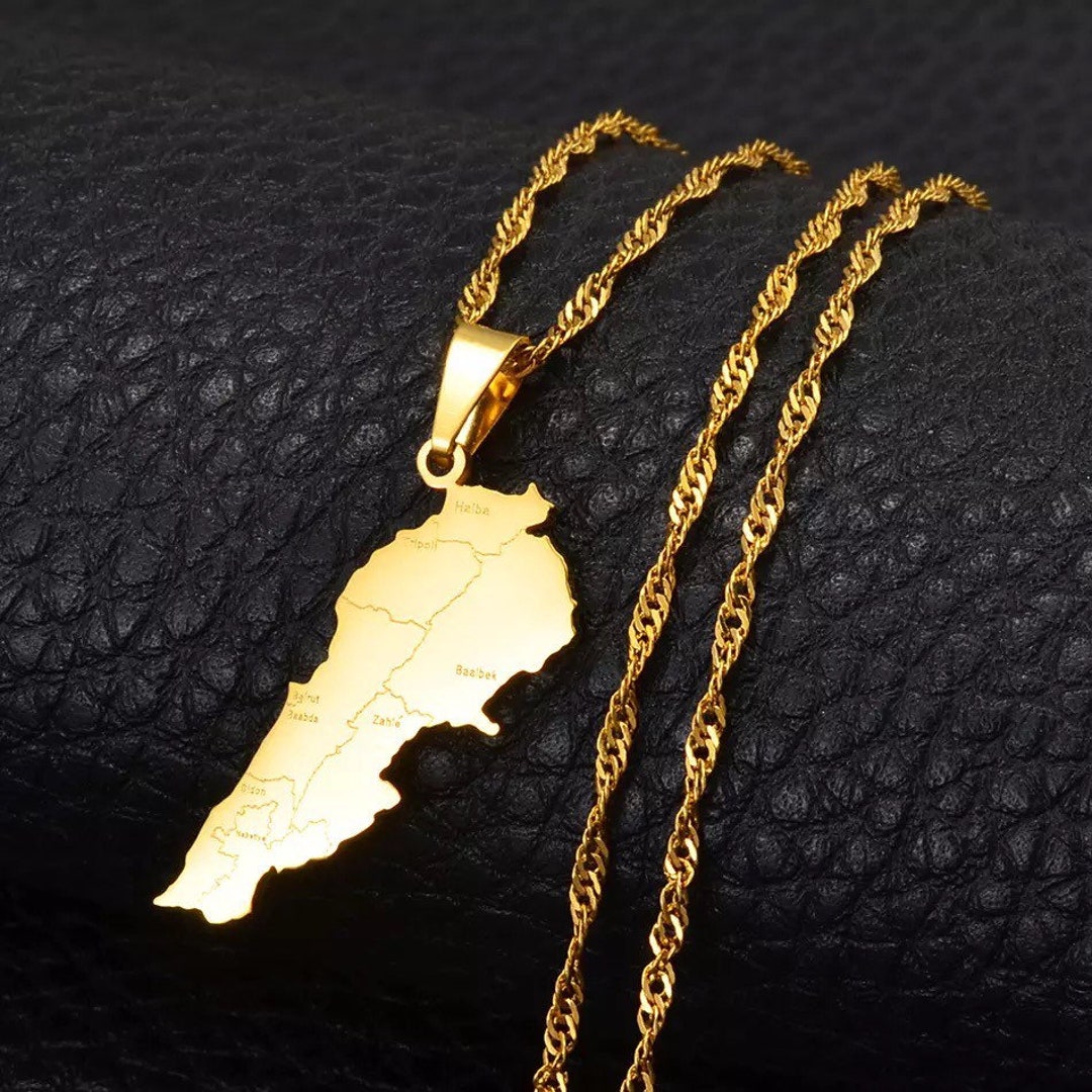 Lebanon 18K Gold-plated Liban Map With Cities Pendant Necklace - Etsy