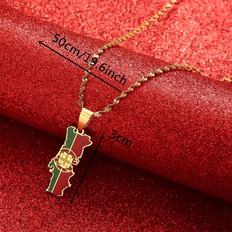 Portugal 18K Gold-plated Map With Flag Necklace /charmed Jewelry Gift ...