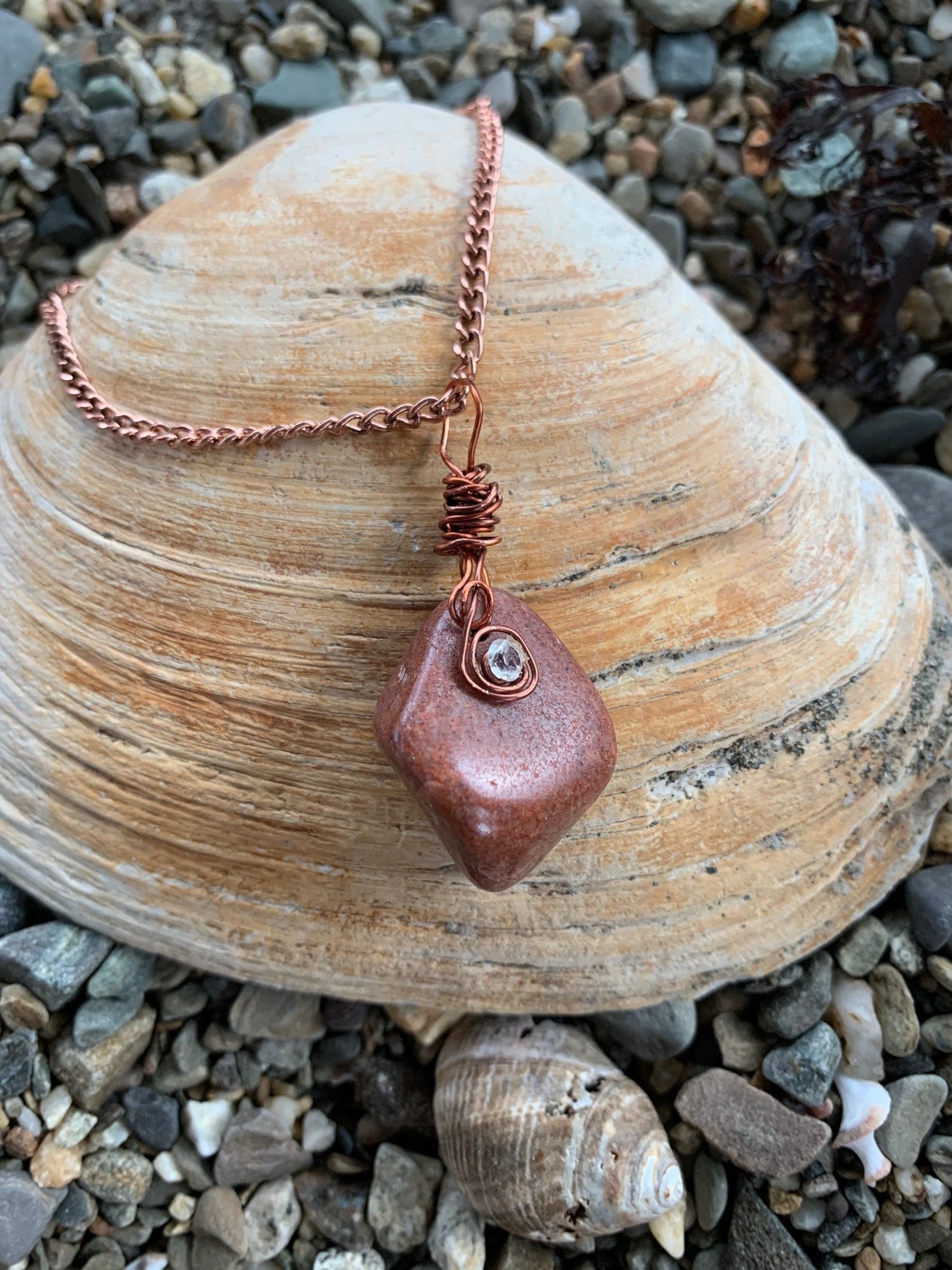 Natural Red Chestnut Jasper Necklace From Maine Beach Stone Jewelry - Etsy