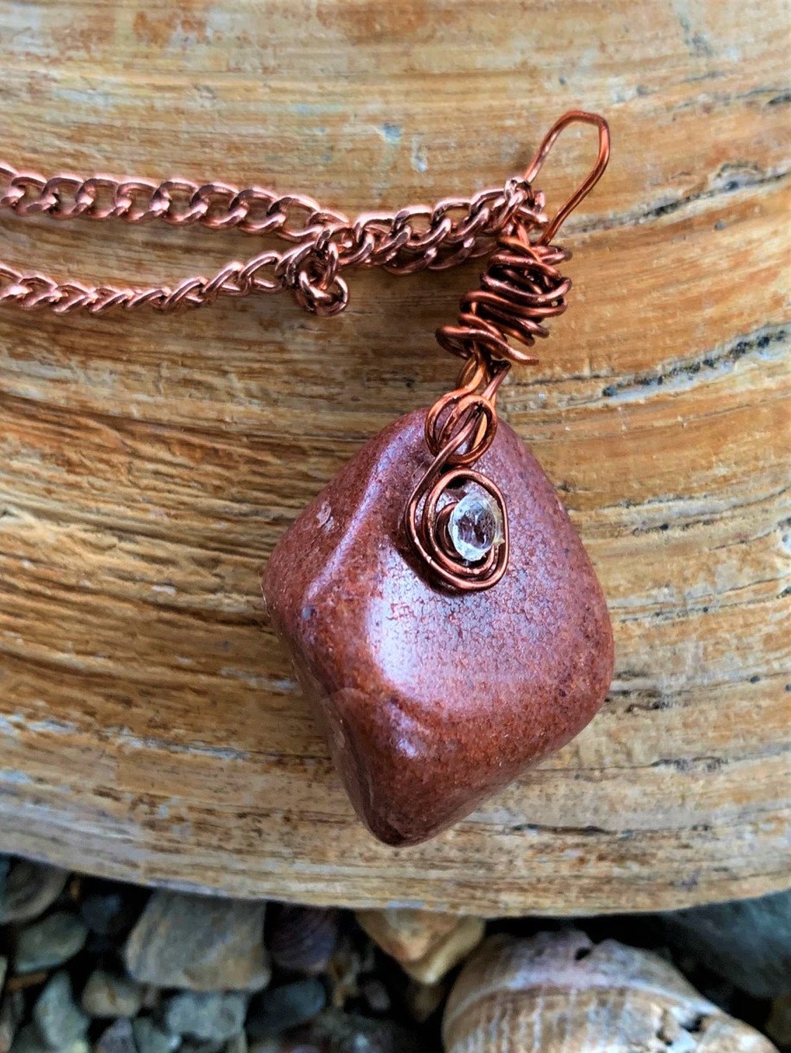 Natural Red Chestnut Jasper Necklace From Maine Beach Stone Jewelry - Etsy
