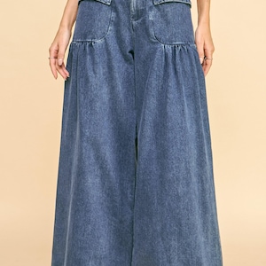 Wide-leg Denim Cargo Pants - Adjustable Drawstring Hem, Size Small - Etsy
