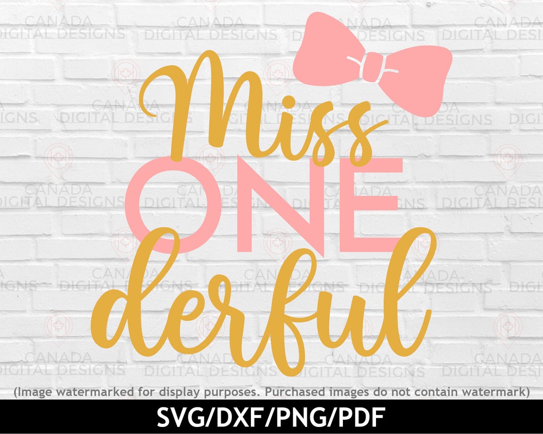 Miss One Derful Svg, Bow Svg, Girls 1st Birthday Svg, Girl First ...