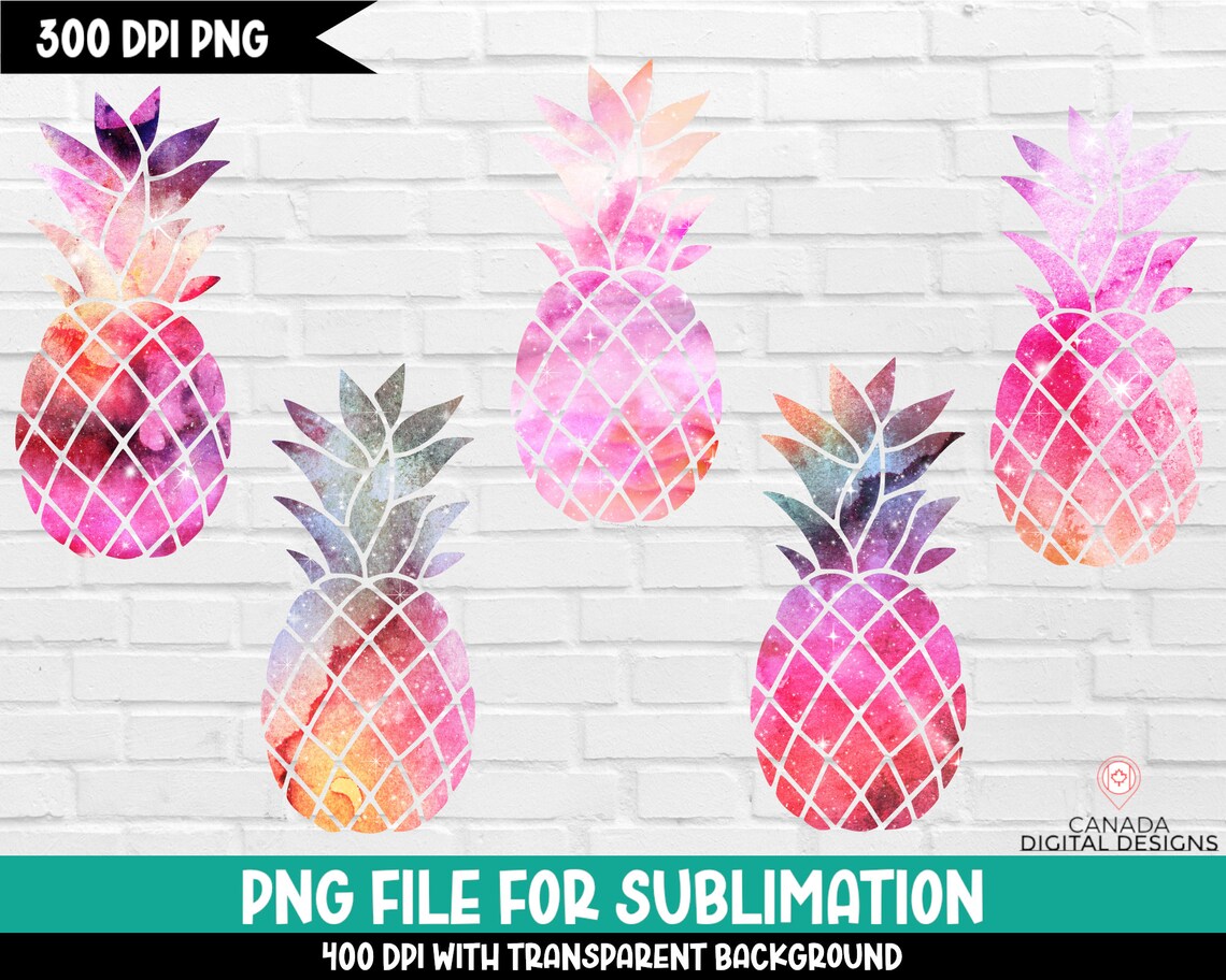 Watercolour Pineapple Png Bundle, Pineapple Sublimation Tumbler Design ...
