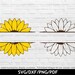 Split Sunflower Svg, Sunflower Monogram Svg, Sunflower Print, Floral ...