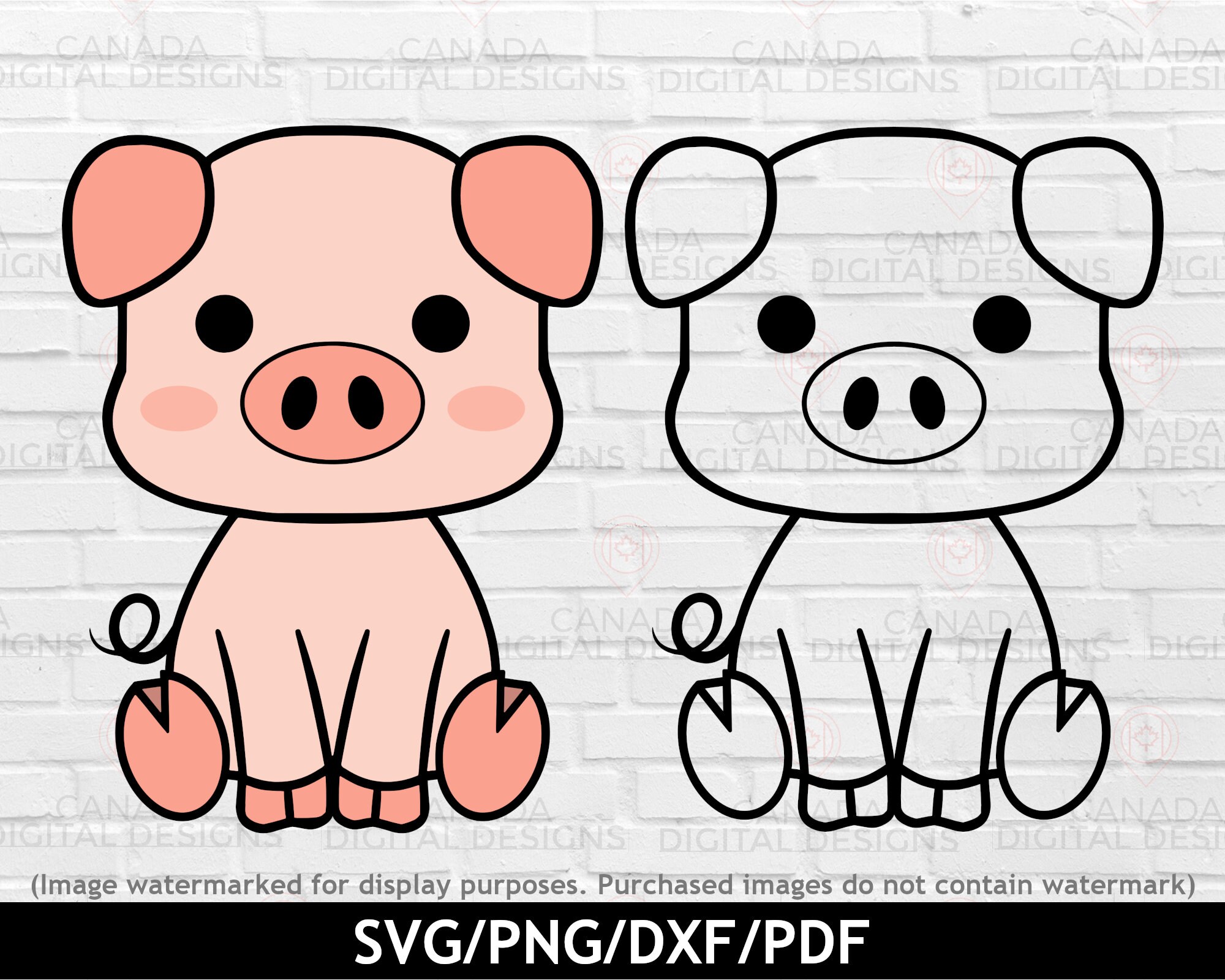 Cute Pig Svg Farm Animal Svg Cartoon Pig Clipart Baby Pig | Etsy