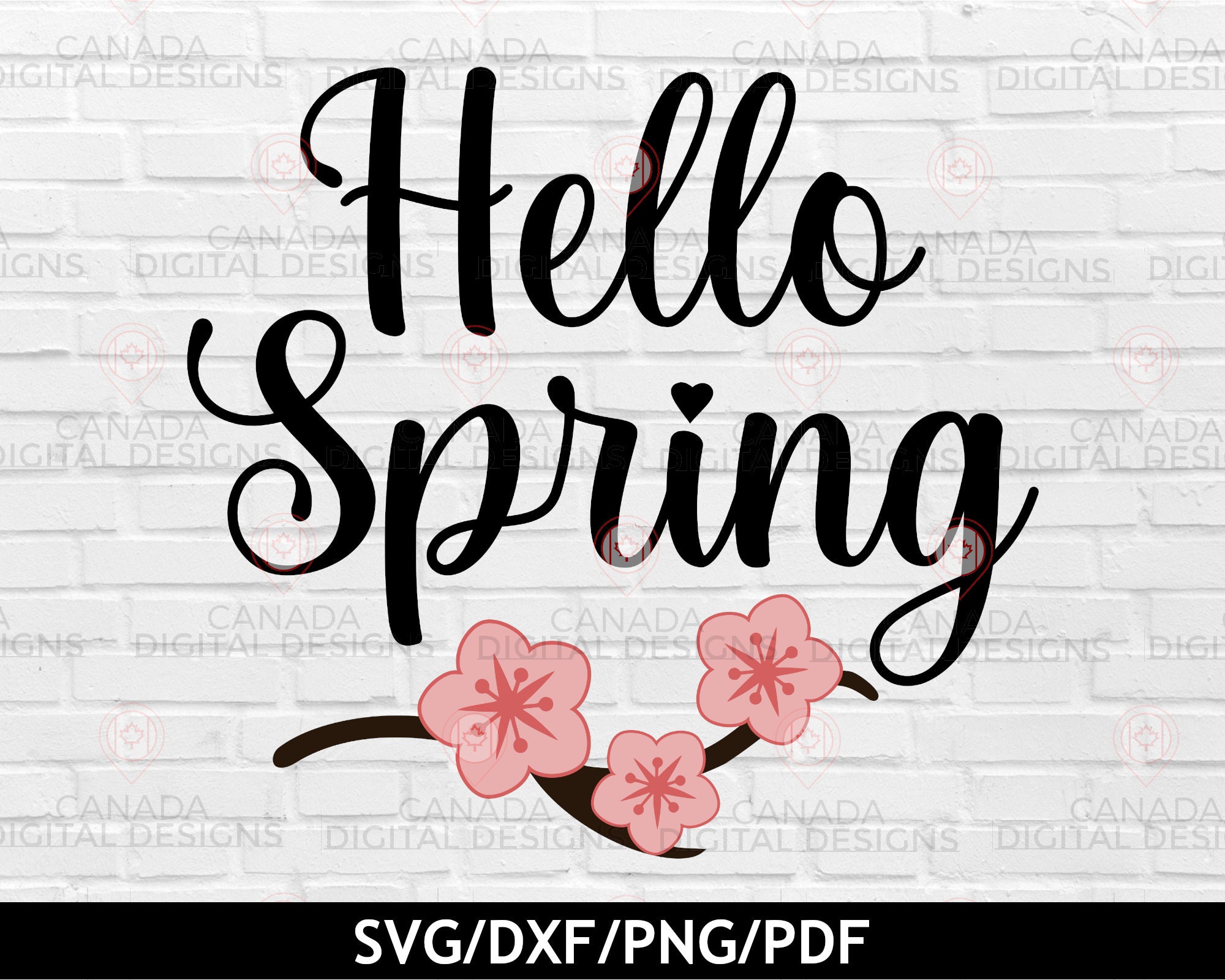 Hello Spring Svg Cherry Blossom Svg Hello Spring Sign Cut | Etsy