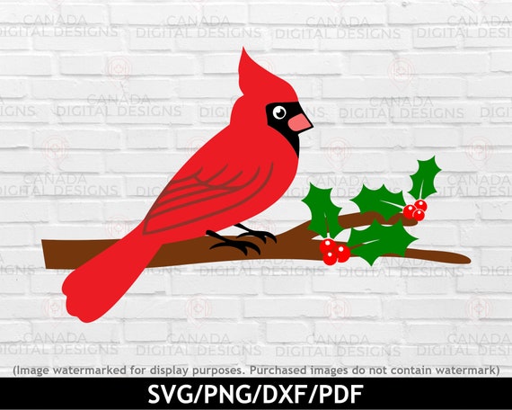 Cardinal Bird Svg Cardinal Christmas Ornament Svg Holly | Etsy