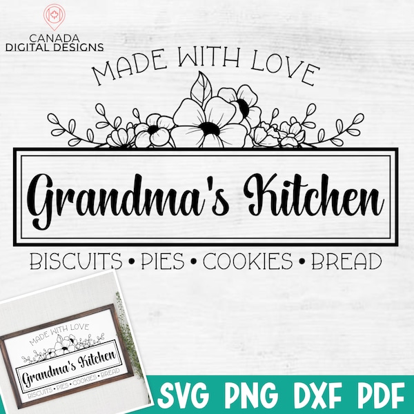 Made With Love in Grandmas Kitchen Svg - Etsy