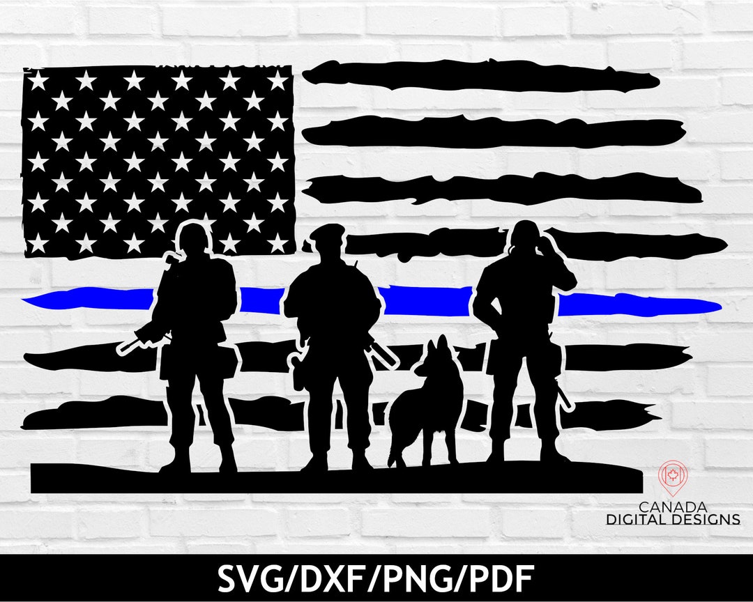 Thin Blue Line Svg, Police Silhouette Svg, Thin Blue Line Flag Png ...