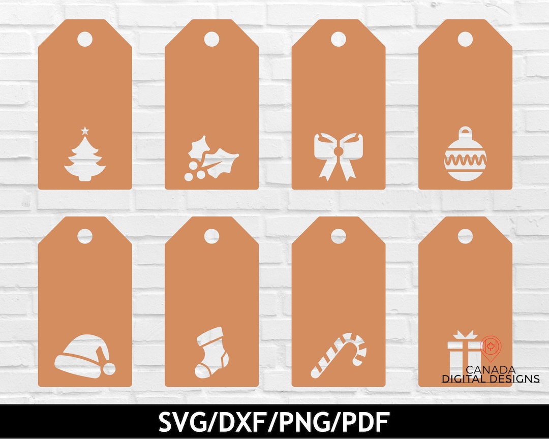Cutout Christmas Gift Tag Svg Bundle, Cute Gift Tag Template, Printable ...