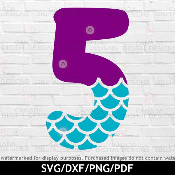 Mermaid Number 5 Svg - Etsy