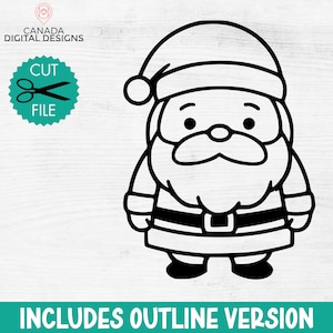 Cute Santa Svg, Santa Claus Svg, Kawaii Santa Svg, Christmas Clipart ...
