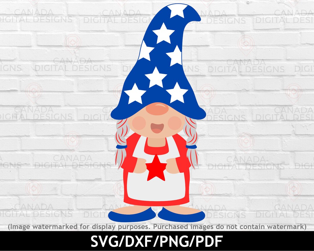 4th of July Gnome Svg, Cute Gnome Girl Svg, Layered Svg, Fourth of July ...