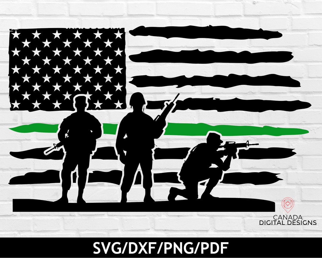 Thin Green Line Svg, Solider Silhouette Svg, Thin Green Line Flag Png ...