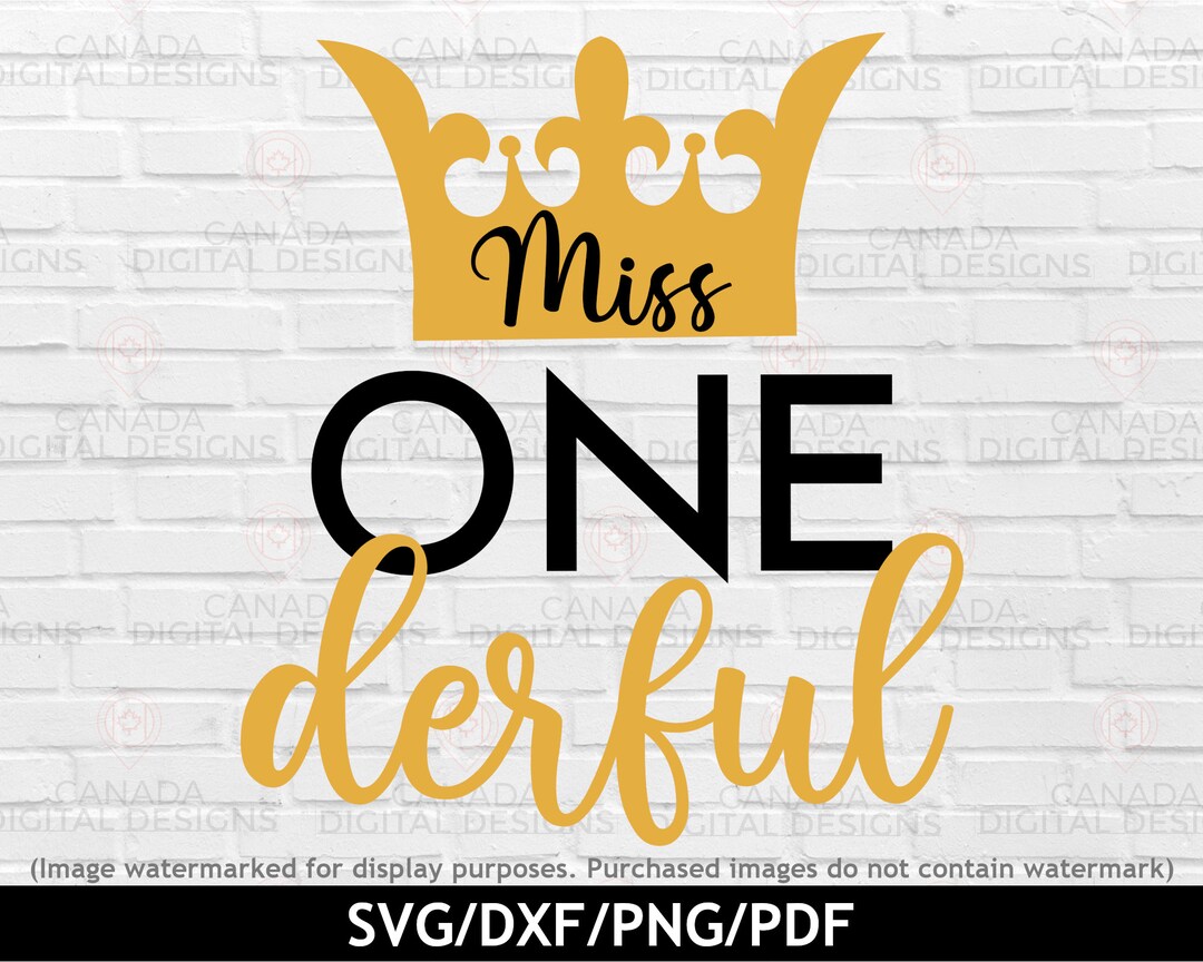 Miss One Derful Svg, Girl First Birthday Svg, Crown Svg, Girls 1st ...