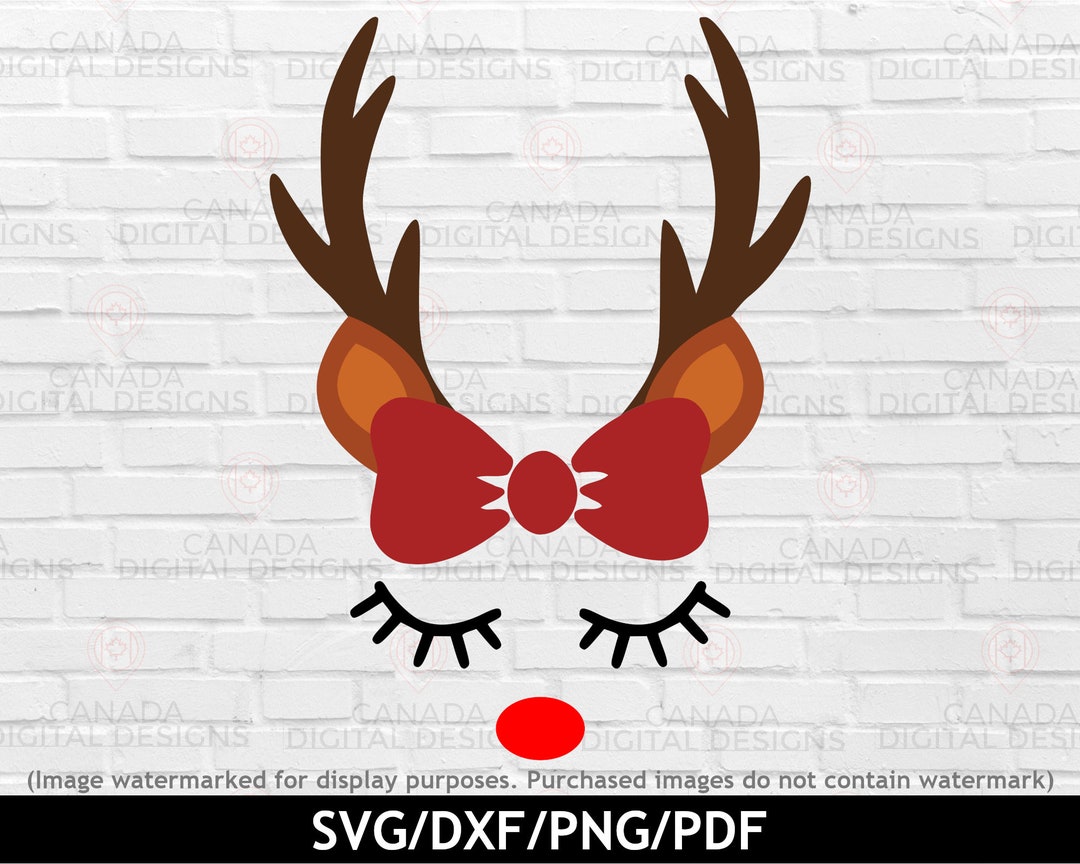 Linda cara de reno svg, Reno con arco svg, Renos de Navidad clipart ...