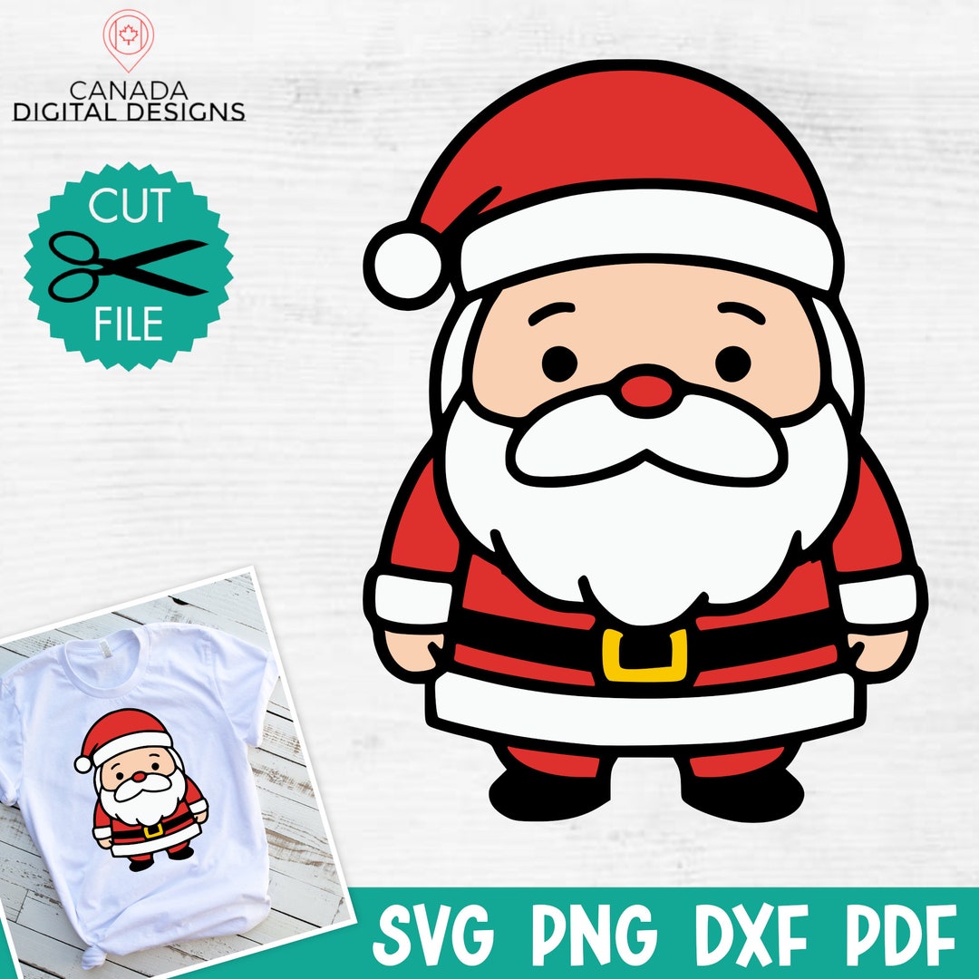 Cute Santa Svg, Santa Claus Svg, Kawaii Santa Svg, Christmas Clipart ...