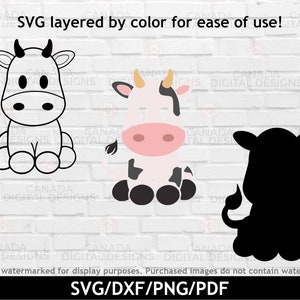 Cute Cow Svg, Farm Animal Svg, Cartoon Cow Clipart, Baby Cow Cut File ...
