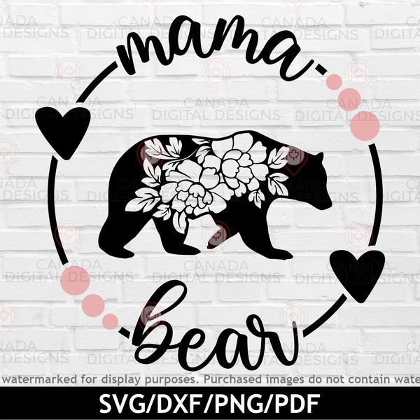 Mama Bear Floral Svg - Etsy