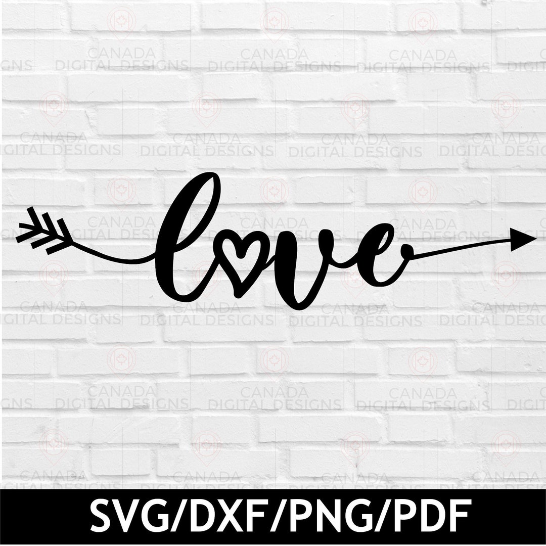 Love Script Svg, Heart and Arrow Svg, Valentine Clipart, Love Script ...