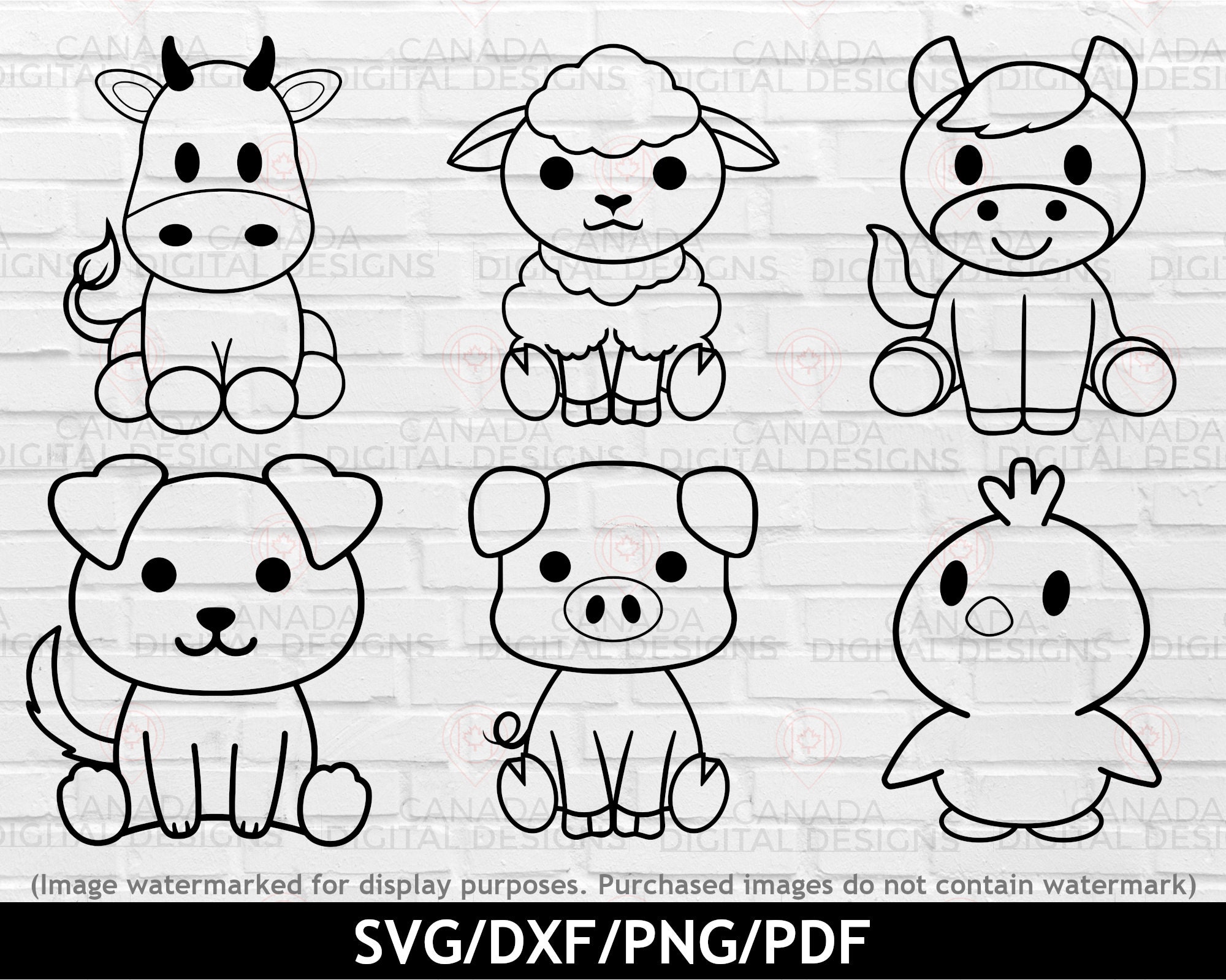 Farm Animals Svg Bundle Farm Clipart Bundle Cow Sheep Horse | Etsy