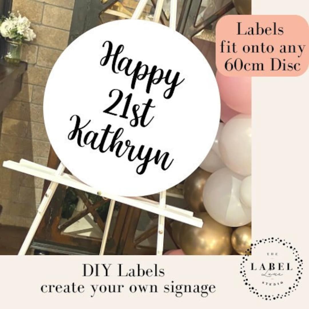 DIY Round Sign Vinyl Sticker Labels: to Fit 60cm Acrylic Circle Party ...