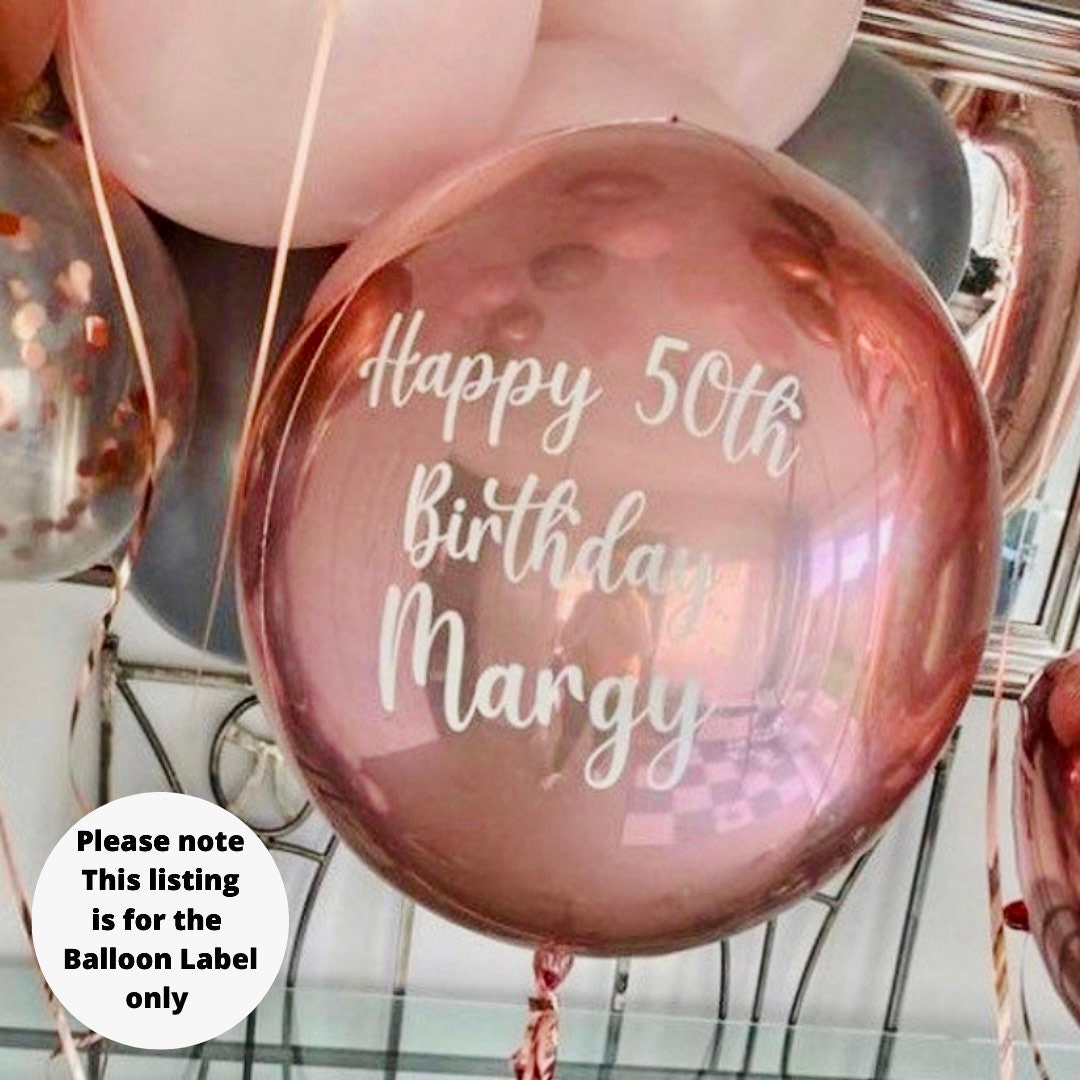 Personalised Balloon Label, Birthday Balloon Sticker, Large Balloon ...