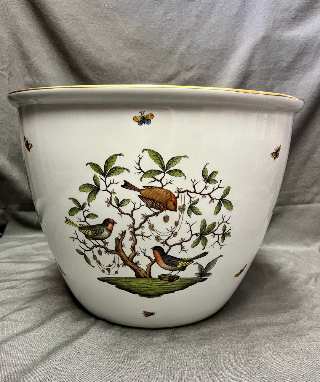 Rare Herend Rothschild Porcelain Cachepot, Extra Large Planter (16 Inch ...