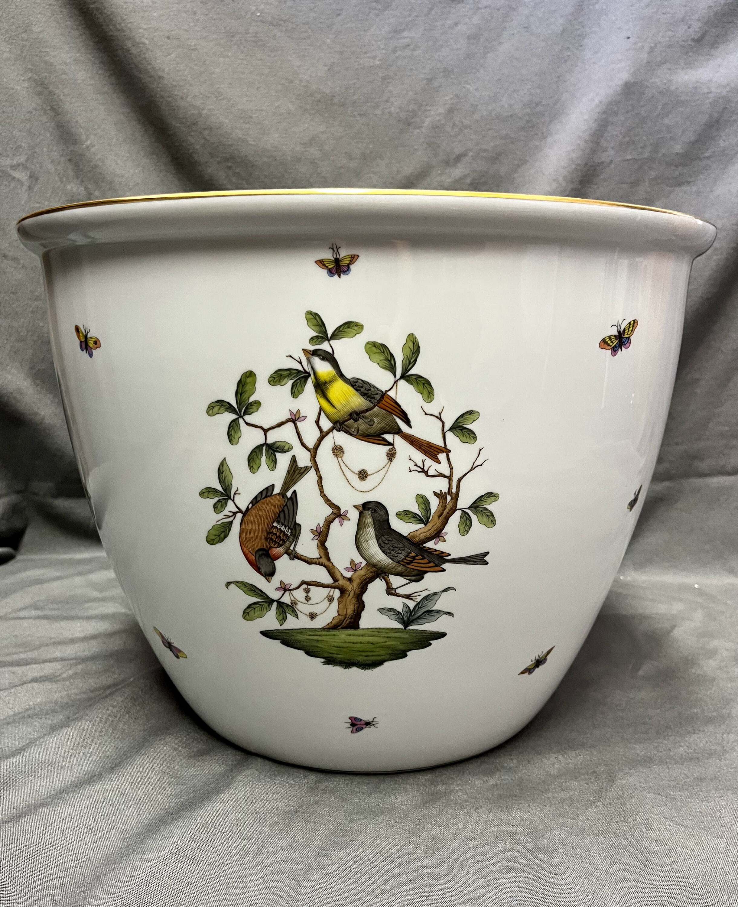 Rare Herend Rothschild Porcelain Cachepot, Extra Large Planter (16 Inch ...