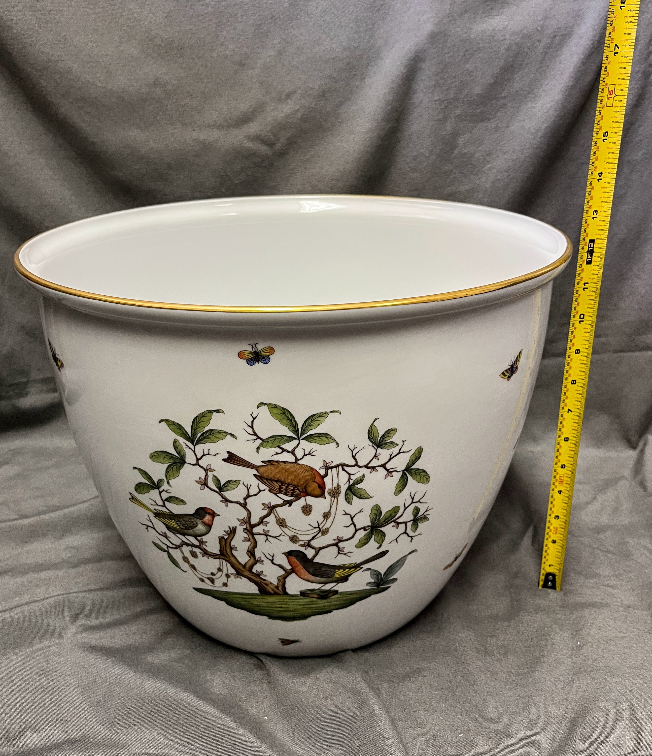 Rare Herend Rothschild Porcelain Cachepot, Extra Large Planter (16 Inch ...