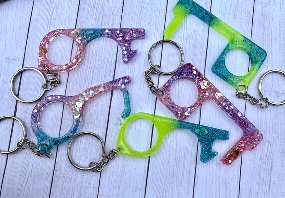 Cootie Key No Touch Keychain Resin Keychain Glitter | Etsy