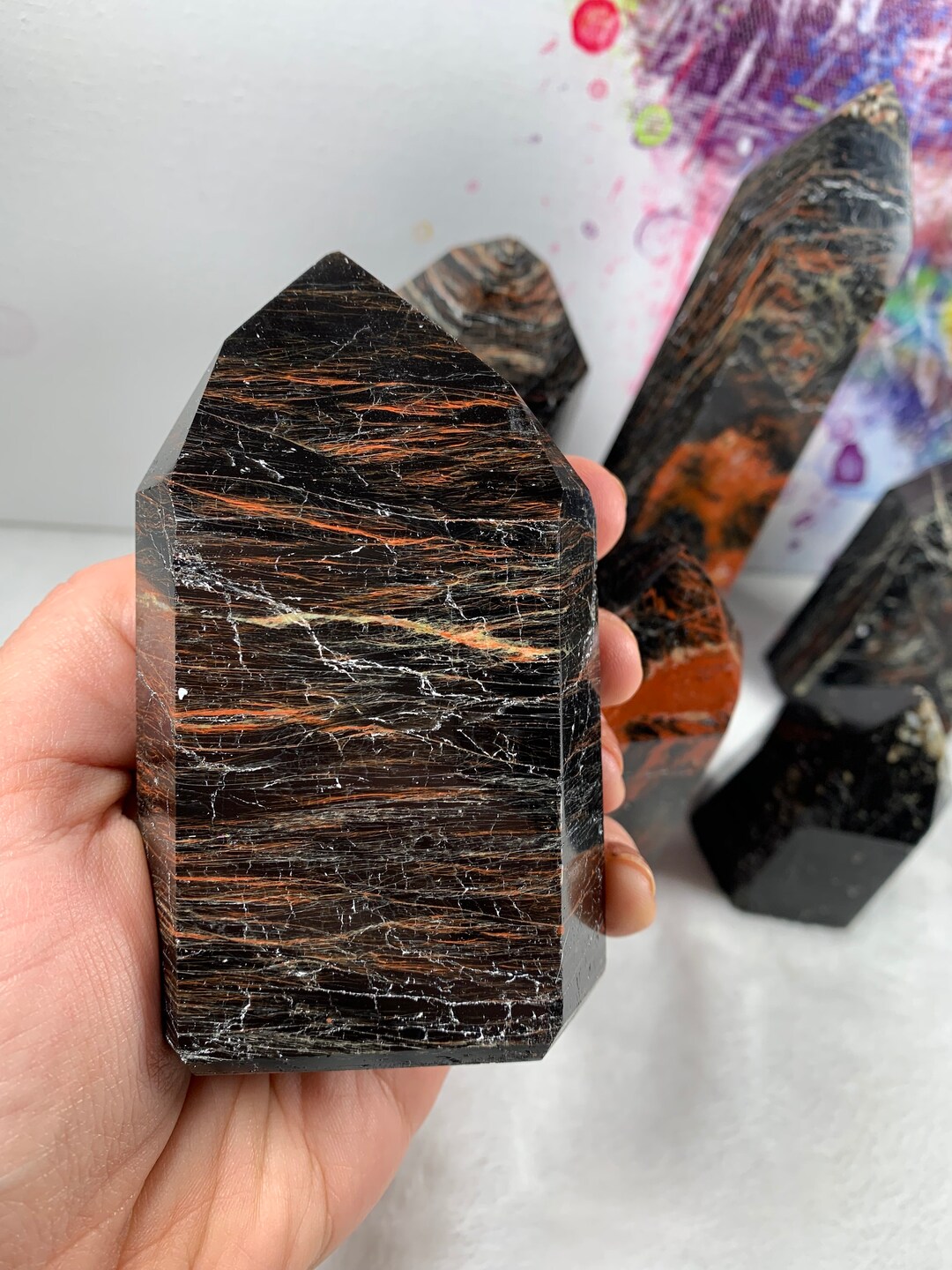 Black Tourmaline Tower - Polished Tourmaline - Healing Crystals - Boho ...