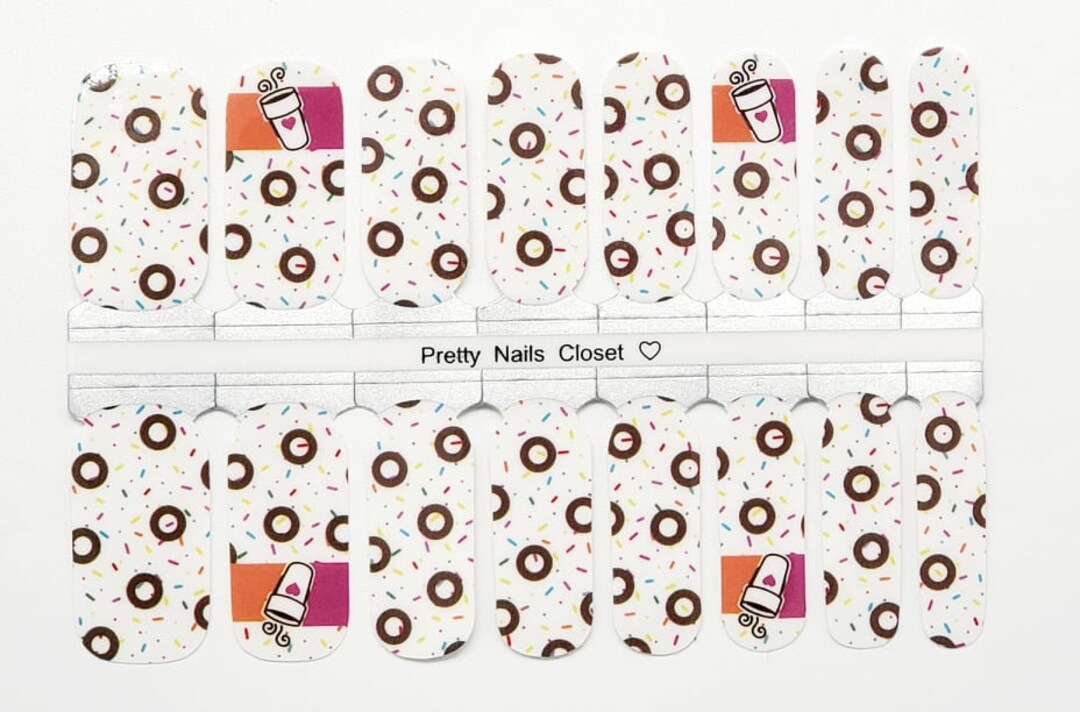 Dunkin Donuts Nail Wraps 100% Esmalte de uñas Pegatinas Tiras de uñas ...
