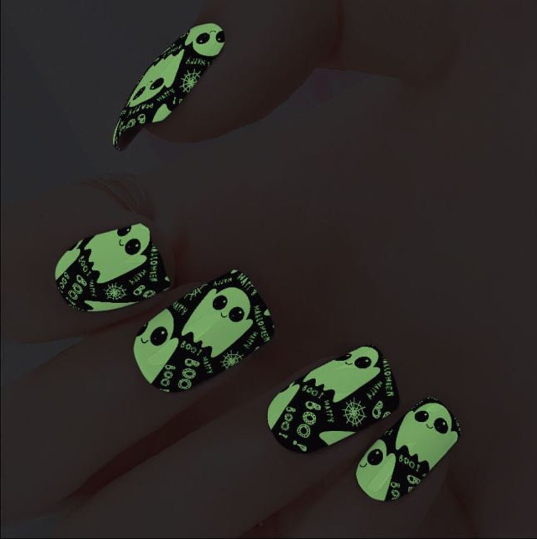 Happy Boo Nail Wraps 100% Nail Polish Stickers Nail Strips Glow in the ...