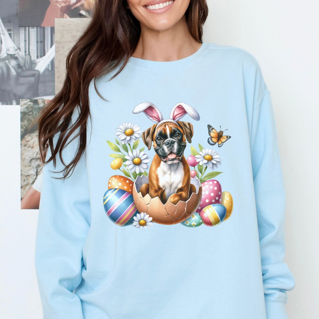 Boxer Easter Sweatshirt Easter Dog Crewneck Boxer Breed Shirt Boxer Mom ...