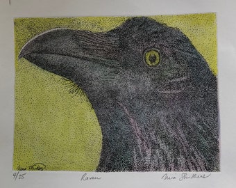 Raven Etching - Etsy