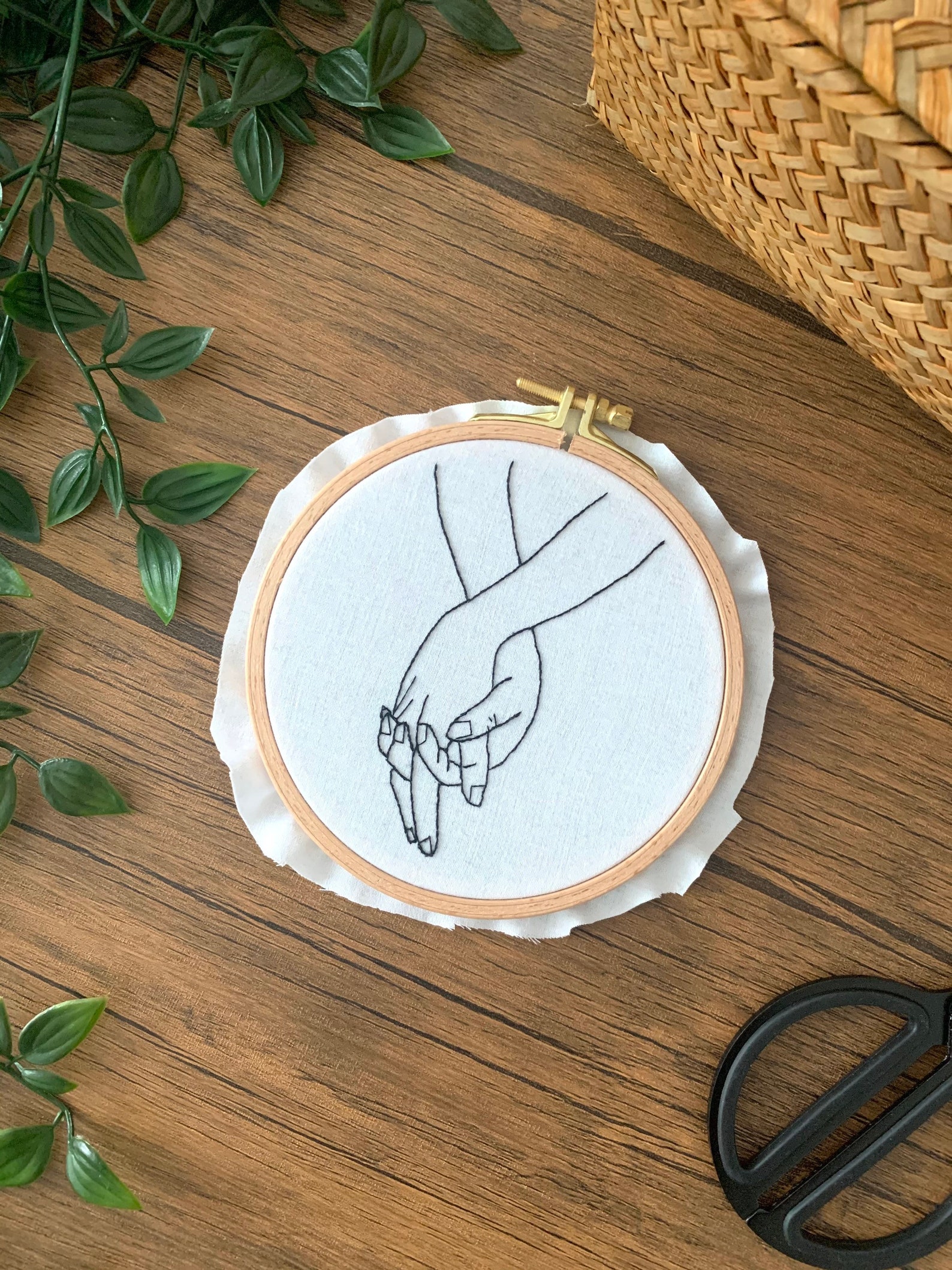 Embroidery Frame With Lineart Hands Embroidery Image Embroidery Cushion ...