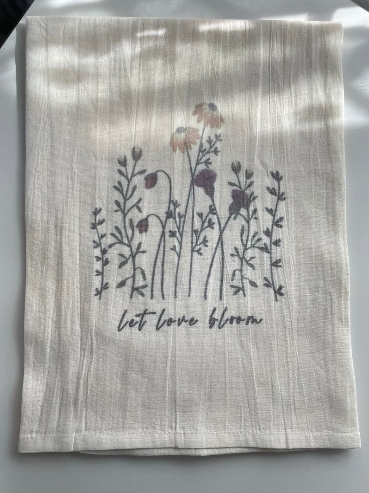 Let Love Bloom Tea Towel I Flour Sack Dish Towel I Flower Tea - Etsy