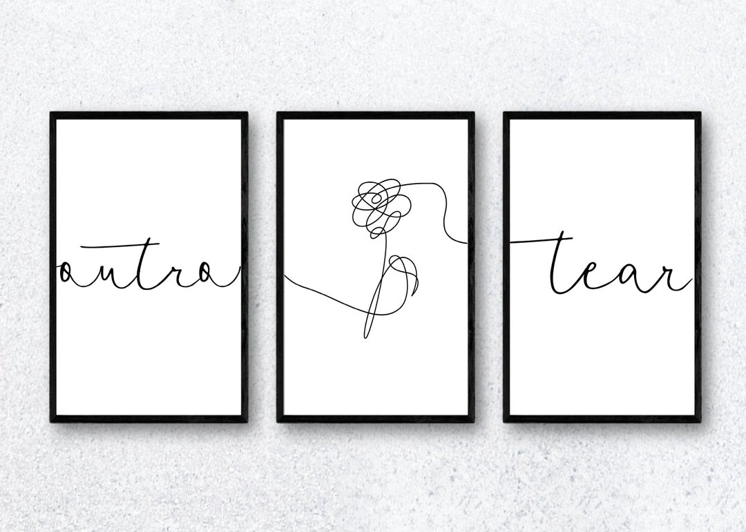 Outro Tear With Flower Quote Wall Art Poster Set X3, BTS Poster ...